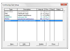 Setting Continuing Care Frequency Intervals in Dentrix and Customizing ...