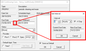Setting Continuing Care Frequency Intervals in Dentrix and Customizing ...